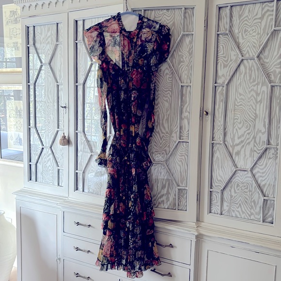 Zimmermann | Dresses | Zimmerman Size Two Tiered Chiffon Floral Dress ...